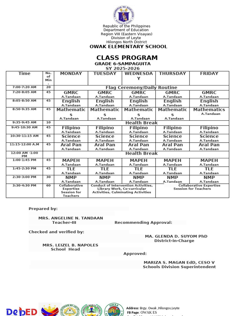 Class Teachers Program 2025 Angeline Final | PDF | Government Related ...