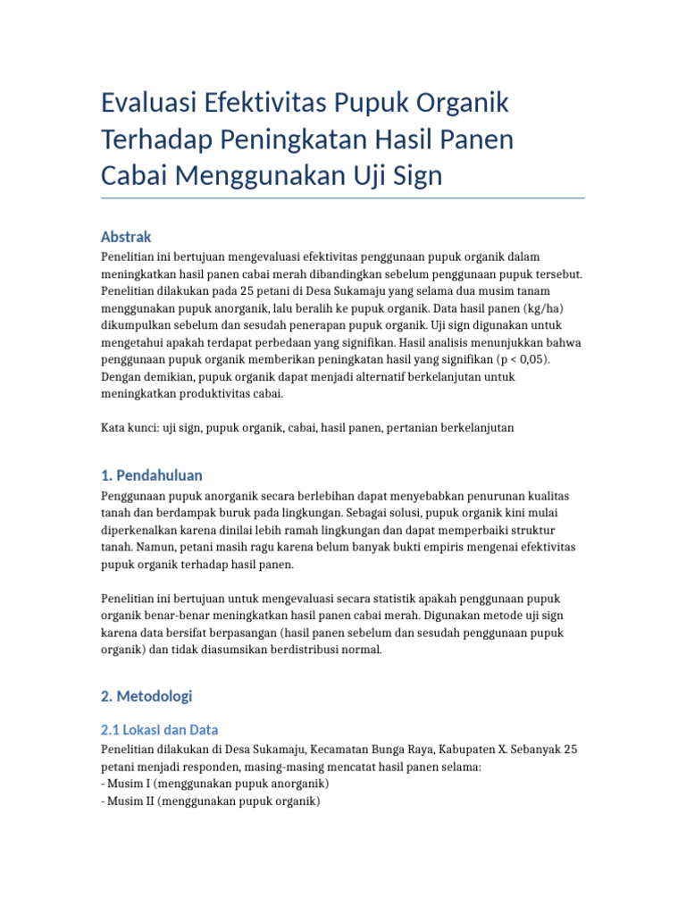 Artikel Uji Sign Pupuk Organik | PDF