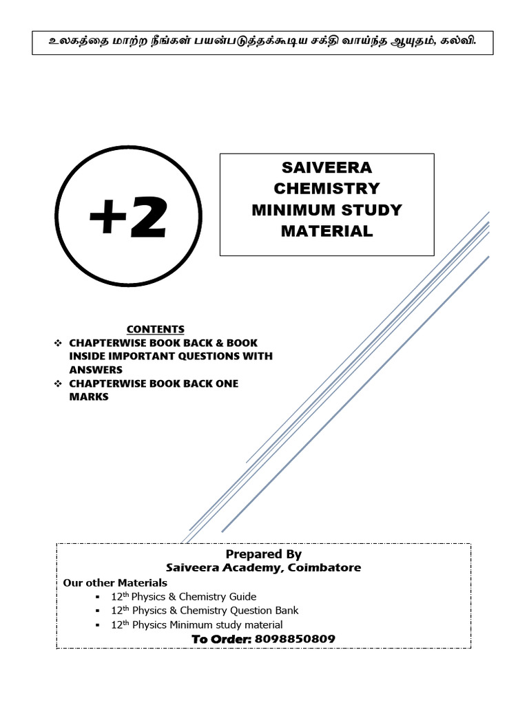 12th Chemistry Minimum Study Material | PDF | Reaction Rate | Amine