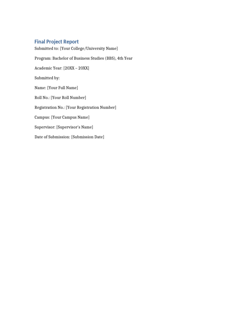 BBS Final Project Report Template | PDF | Survey Methodology | Sampling (Statistics)