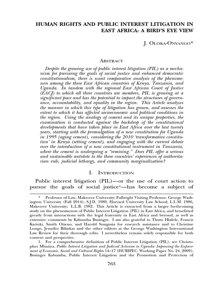 Public Interest Litigation in East Africa | PDF | Standing (Law ...