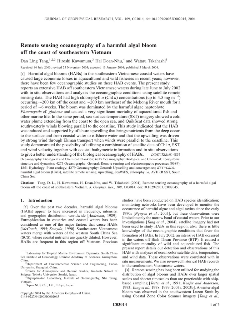 Journal of Geophysical Research Oceans - 2004 - Tang - Remote Sensing ...