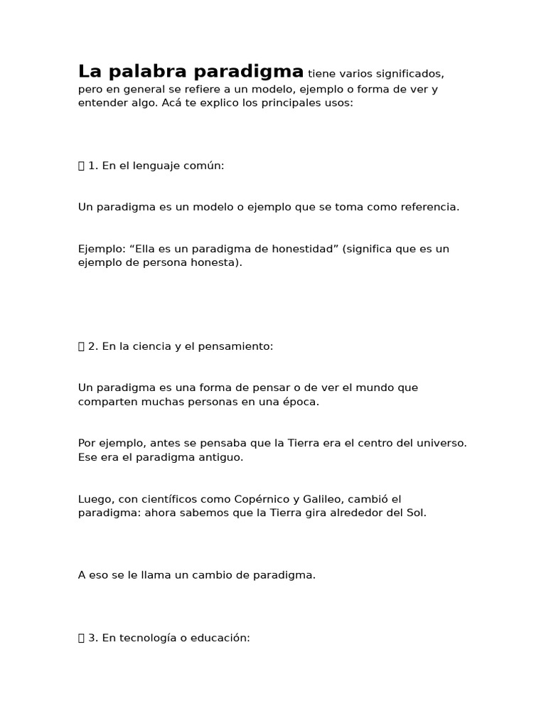 Significado y usos del paradigma | PDF