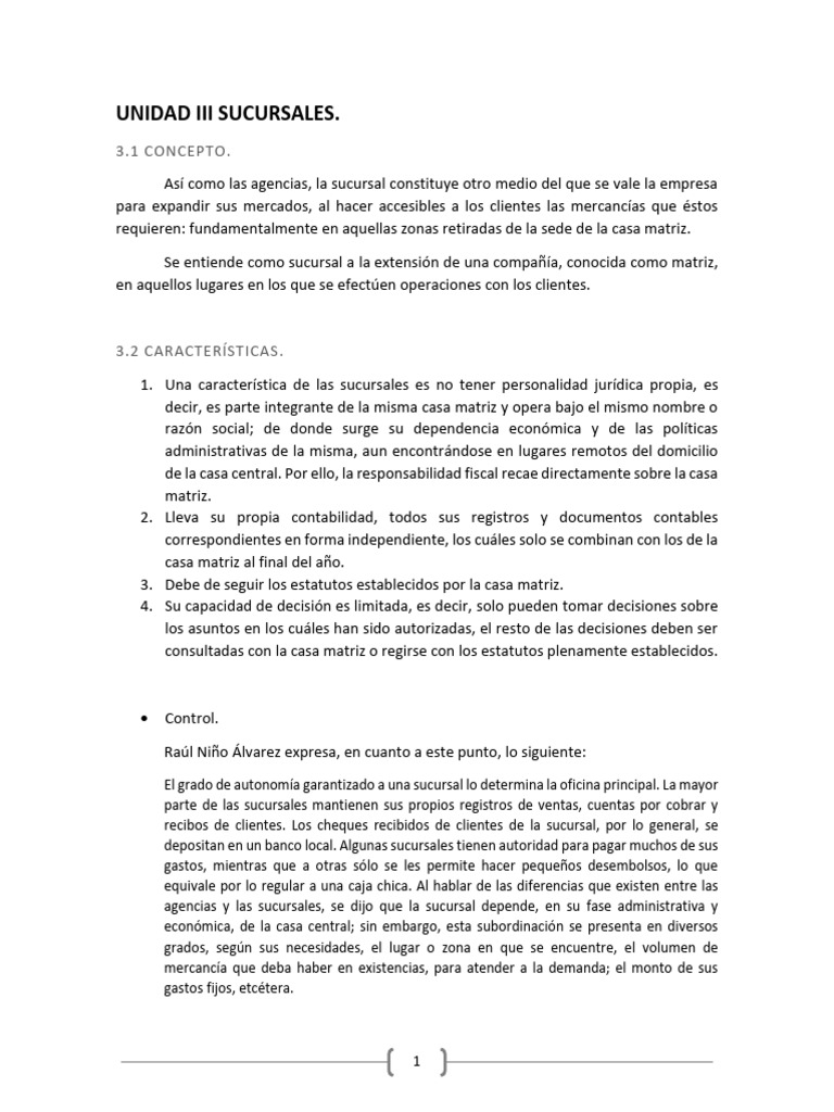 Características y Contabilidad de Sucursales | PDF | Contabilidad ...