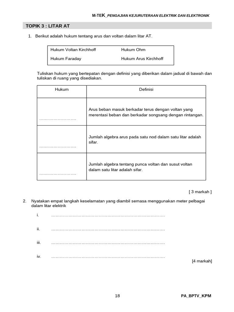 Tahap 1, Unit 3, Litar at | PDF