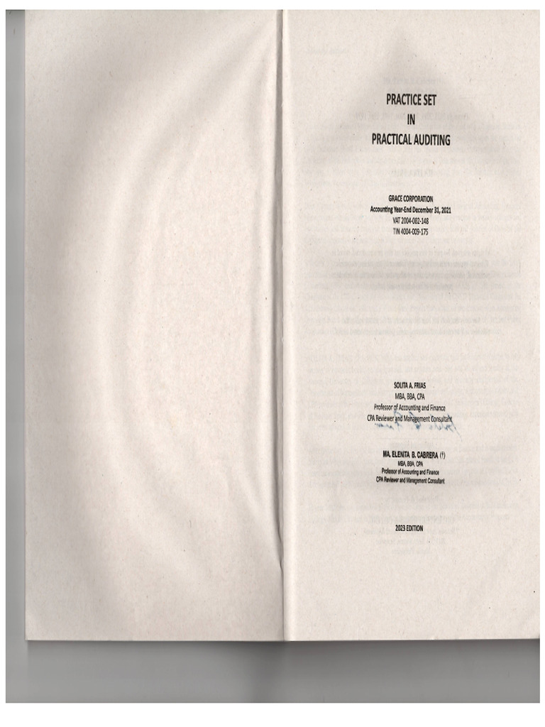 Practice Set in Practical Auditing by Frias & Cabrera (2023) | PDF