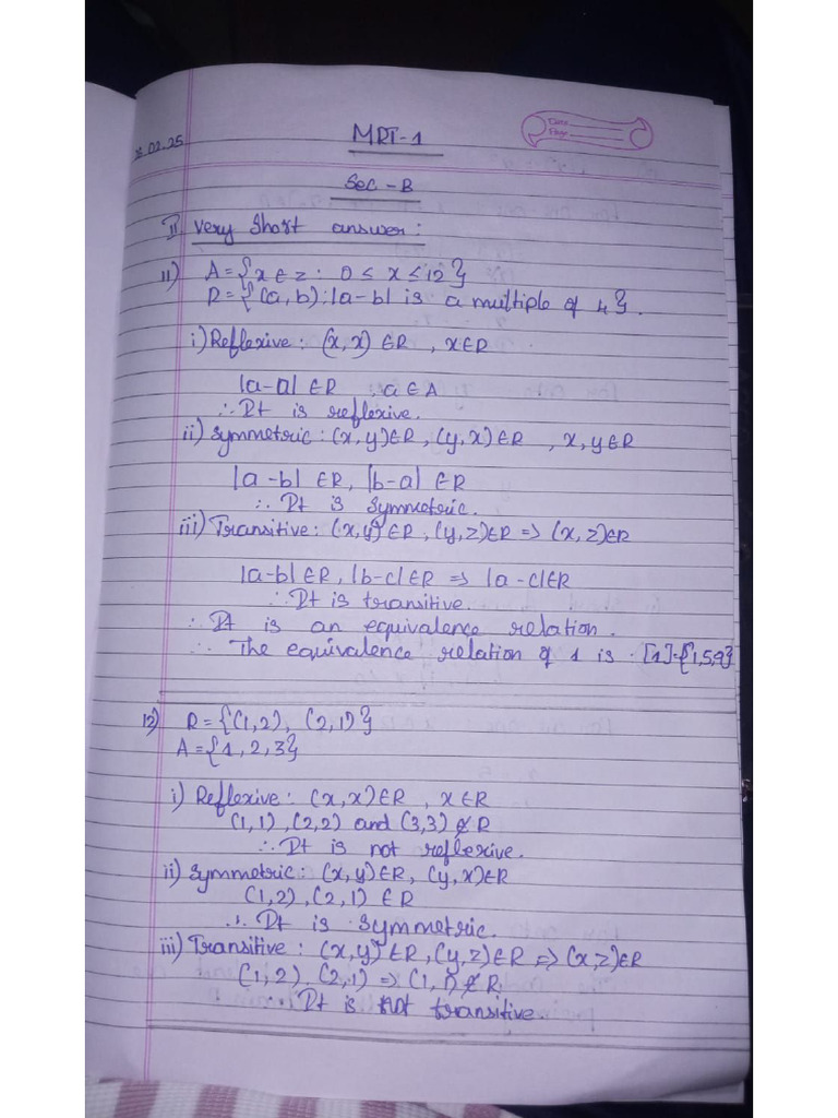Maths MRT 1 Answer | PDF