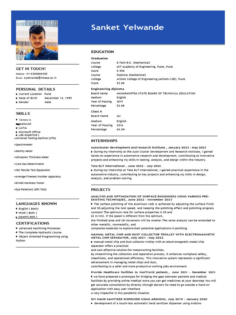 Sanket Yelwande Resume Word | PDF | Quality Assurance | Reliability ...