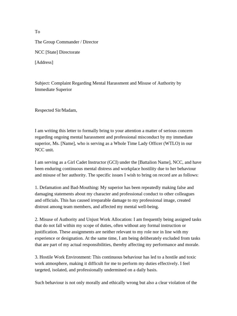GCI Complaint Letter NCC | PDF | Harassment | Justice