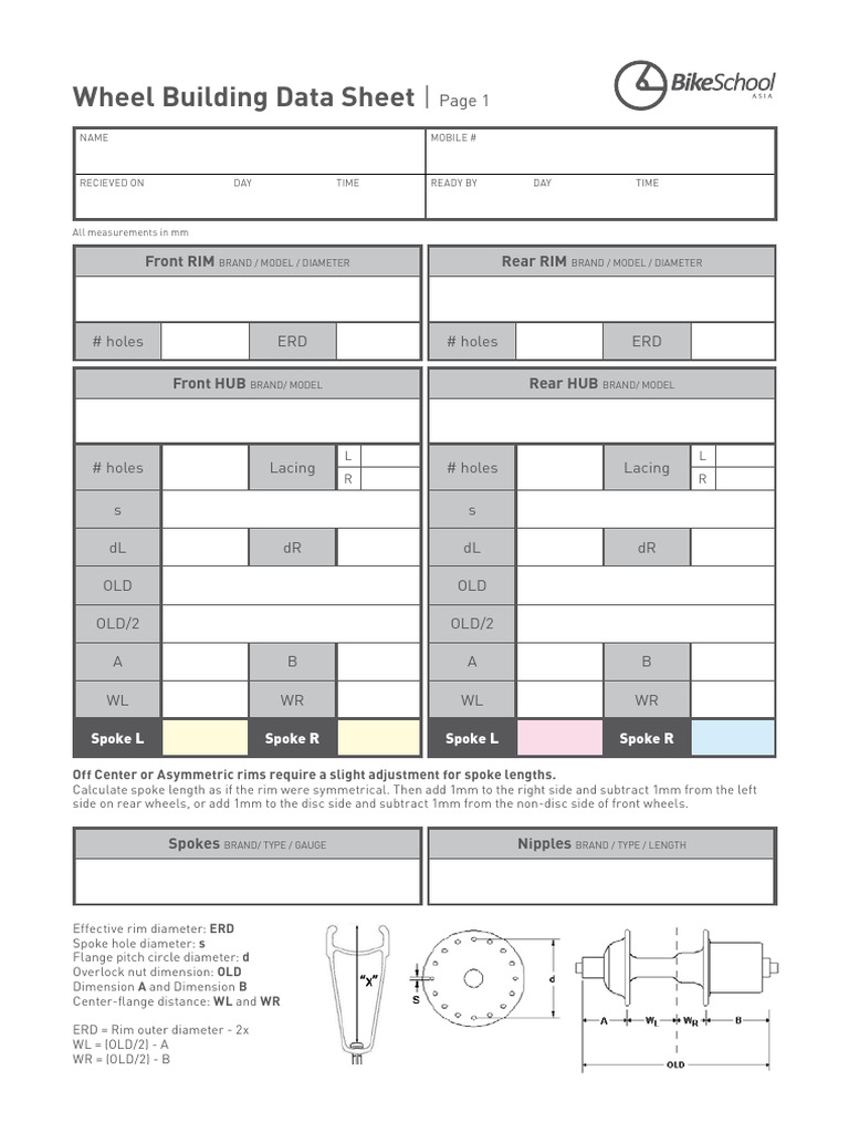 Wheel Building Data Sheet: ERD Guide | PDF | Vehicle Parts | Rotating ...