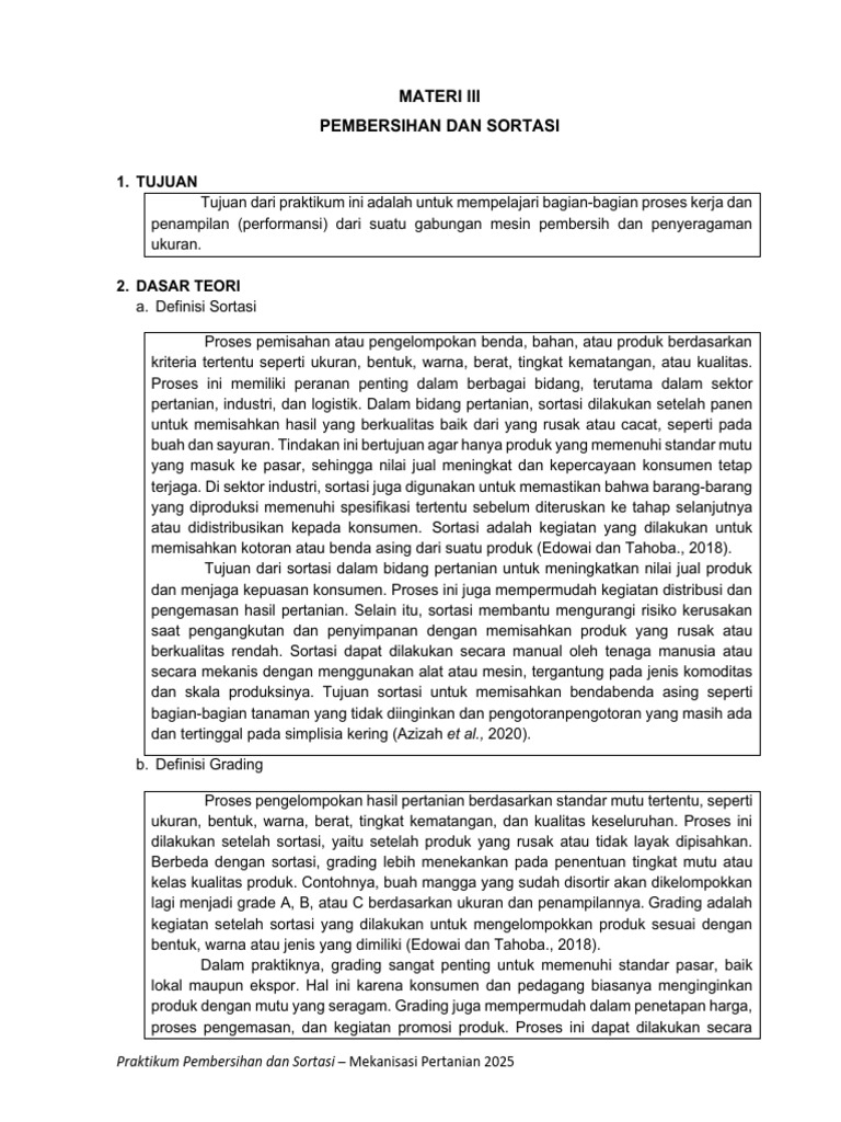 Sortasi Manual dan Mekanis dalam Pertanian | PDF