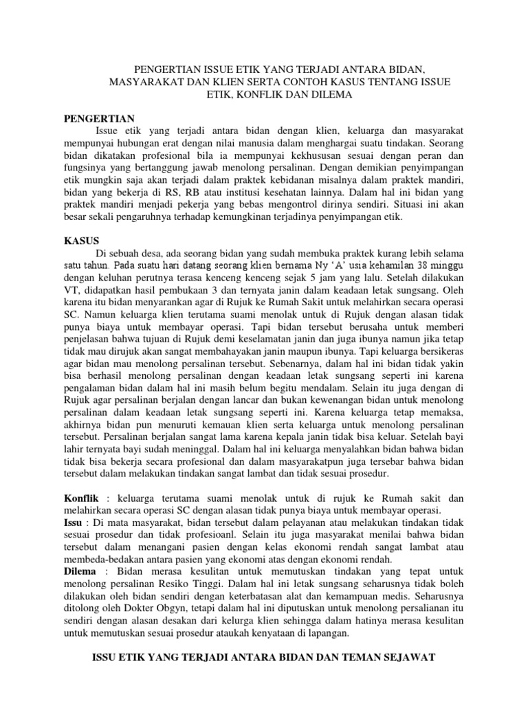 Contoh Issue Etika Bidan 2010 | PDF | Gaya Hidup