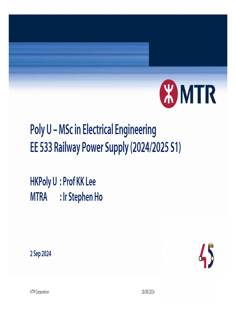 EE 533 Railway Power Supply Overview | PDF | Rail Transport | Power Supply