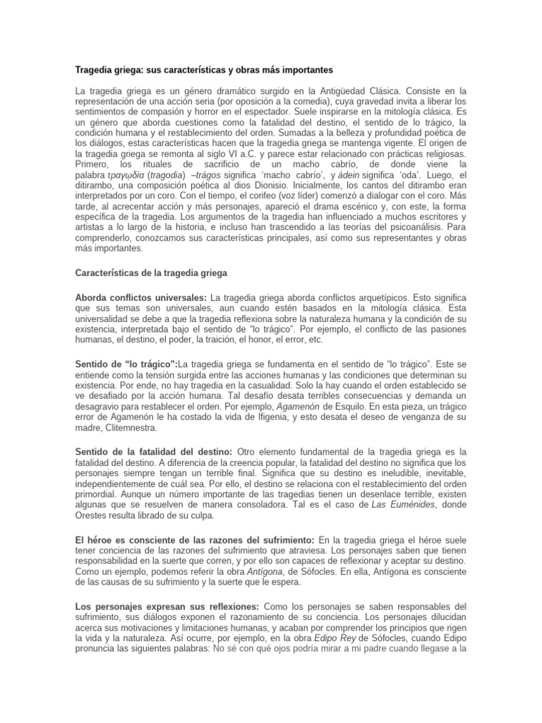 Tragedia Griega | PDF | Tragedia | Tragedia griega
