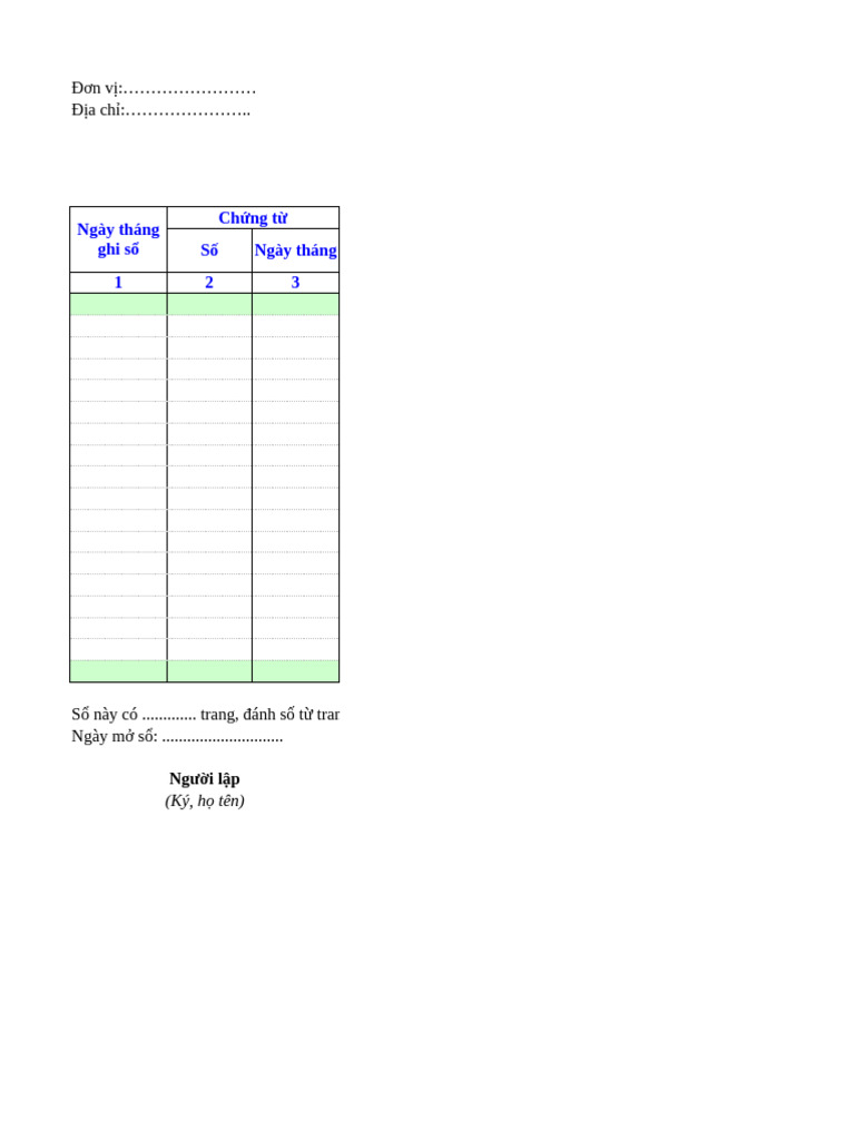 Mau - So Ke Toan Va BCTC | PDF