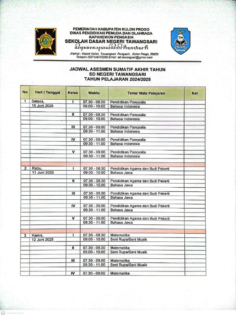 Jadwal Asas 2025 | PDF