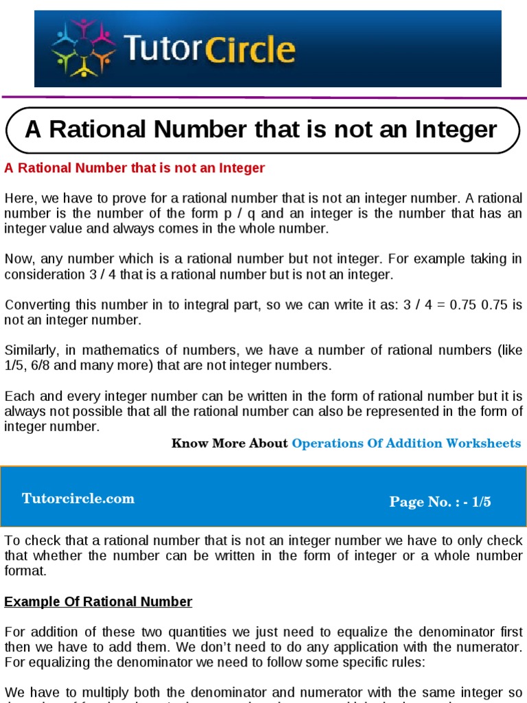 A Rational Number That Is Not An Integer | PDF | Fraction (Mathematics ...