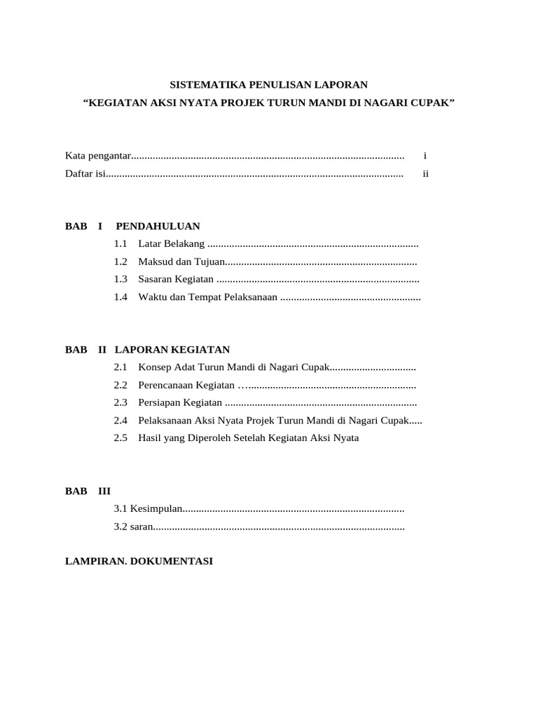 Sistematika Penulisan Laporan | PDF