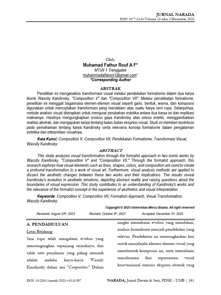Transformasi Visual: Analisis Formalisme Dalam Composition V Dan ...