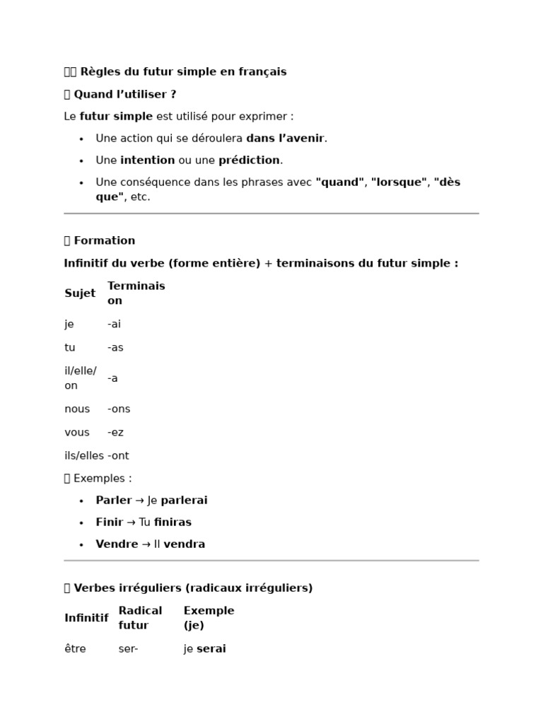 Pratique du futur simple en français | PDF | Verbe | Relations syntaxiques