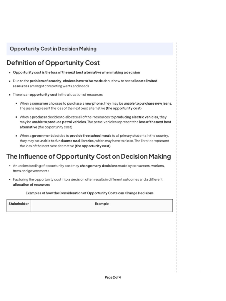 1.3 Opportunity Cost | PDF | Opportunity Cost | Economies