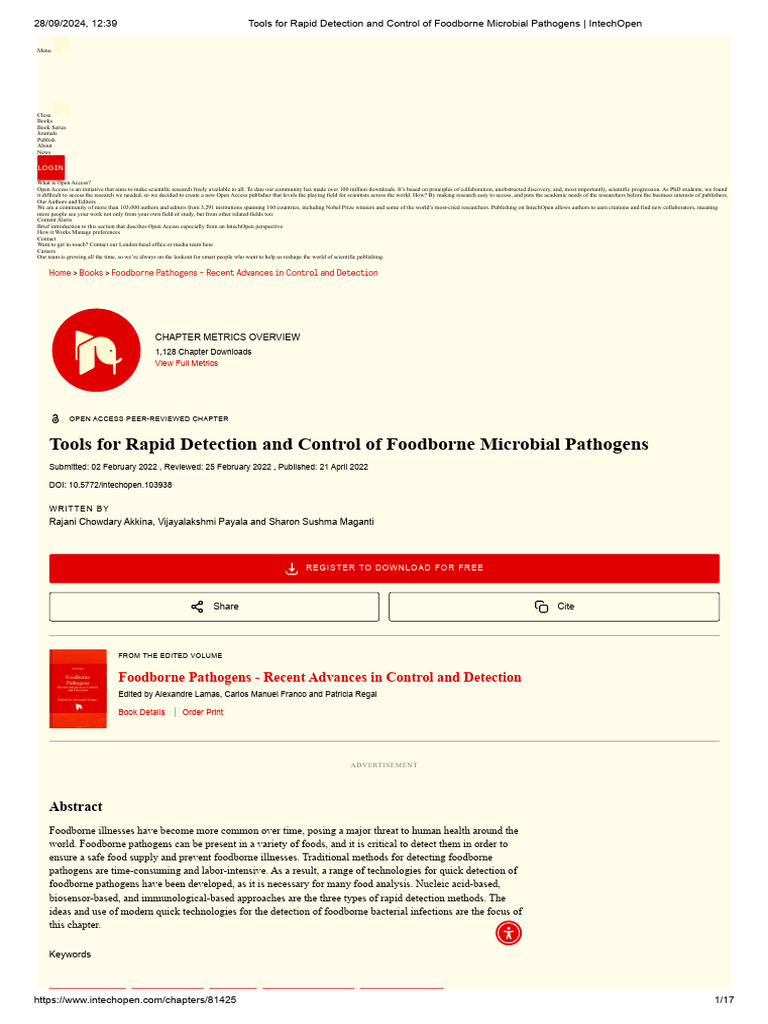 Tools For Rapid Detection and Control of Foodborne Microbial Pathogens - IntechOpen | PDF ...