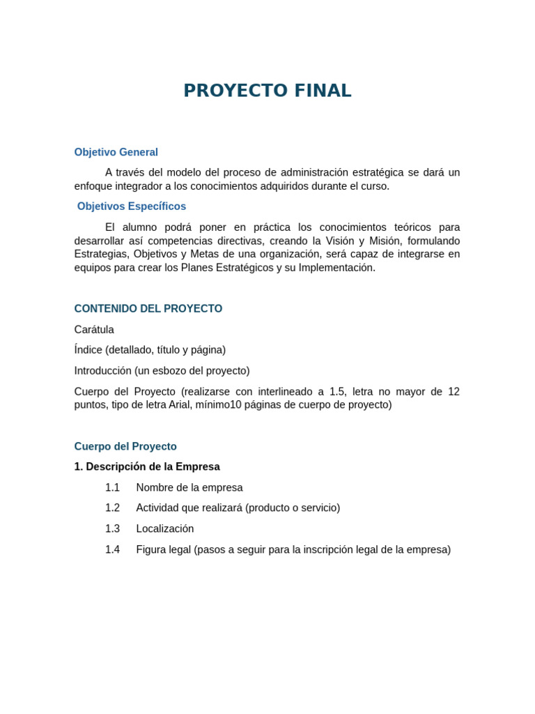 Gu A Proyecto Final Administraci N I | PDF