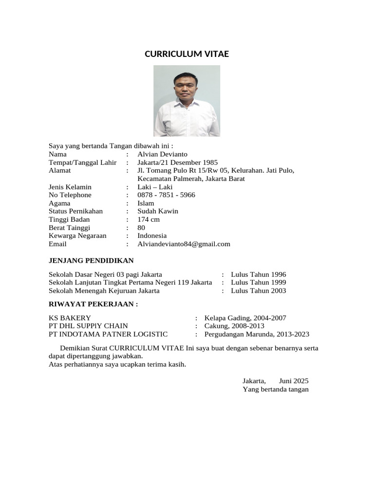 Curriculum Vitae Alvin | PDF