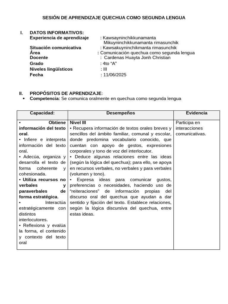 S.A. QUECHUA Uyarispanchik Muyupi Huñunakuspa Makinchik Kurkunchik | PDF | Segundo lenguaje ...