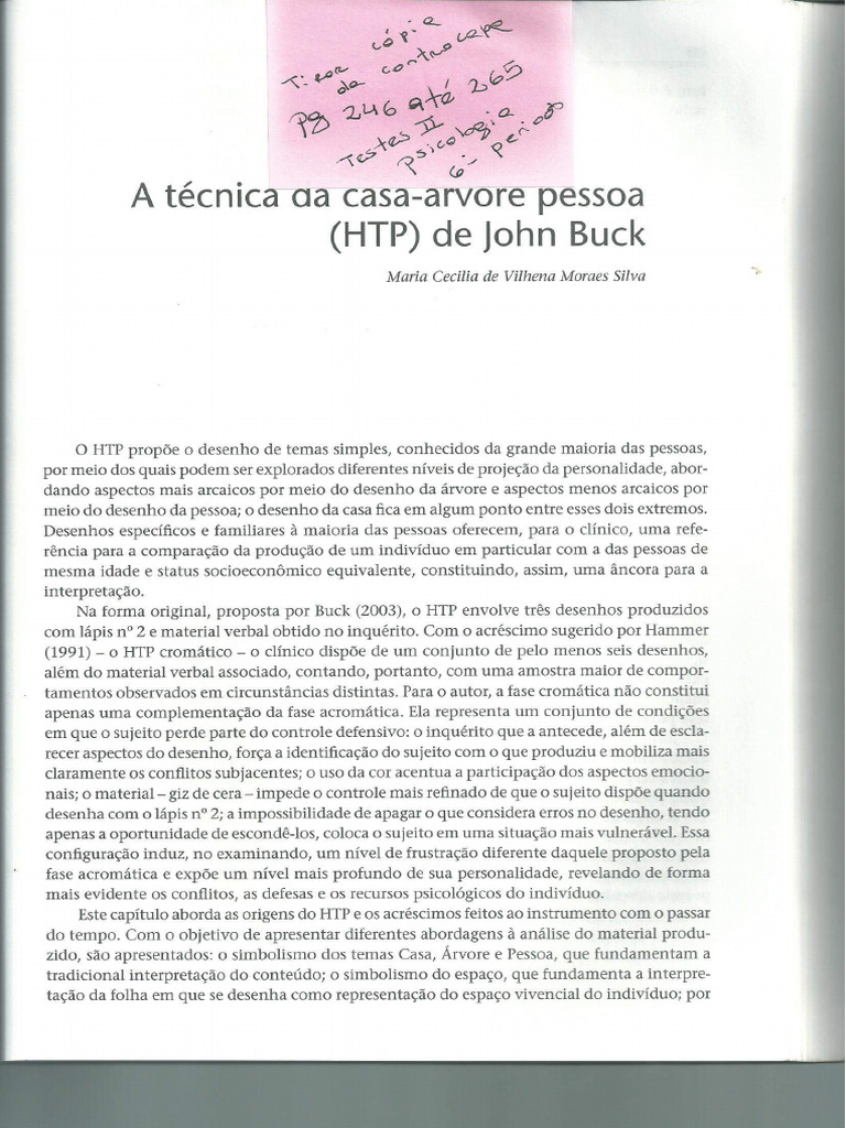 A Tecnica Da Casa-Arvore Pessoa - HTP - de John Buck (1) .Compressed | PDF
