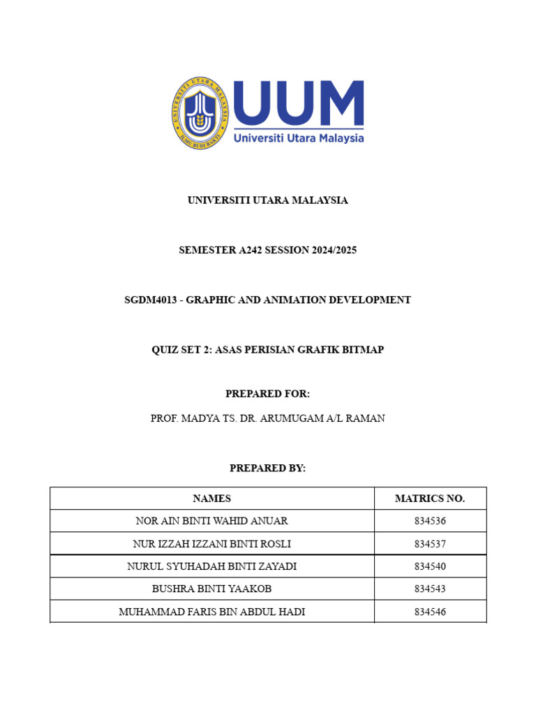 Quiz Set 2-Asas Perisian Grafik Bitmap | PDF | Image Editing | Graphics