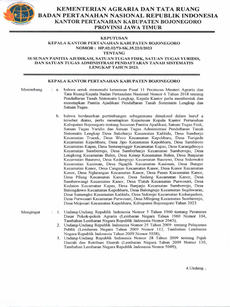 SK Tim PTSL 2023 Januari | PDF