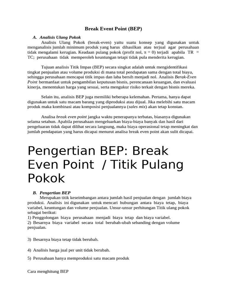 Break Event Point | PDF