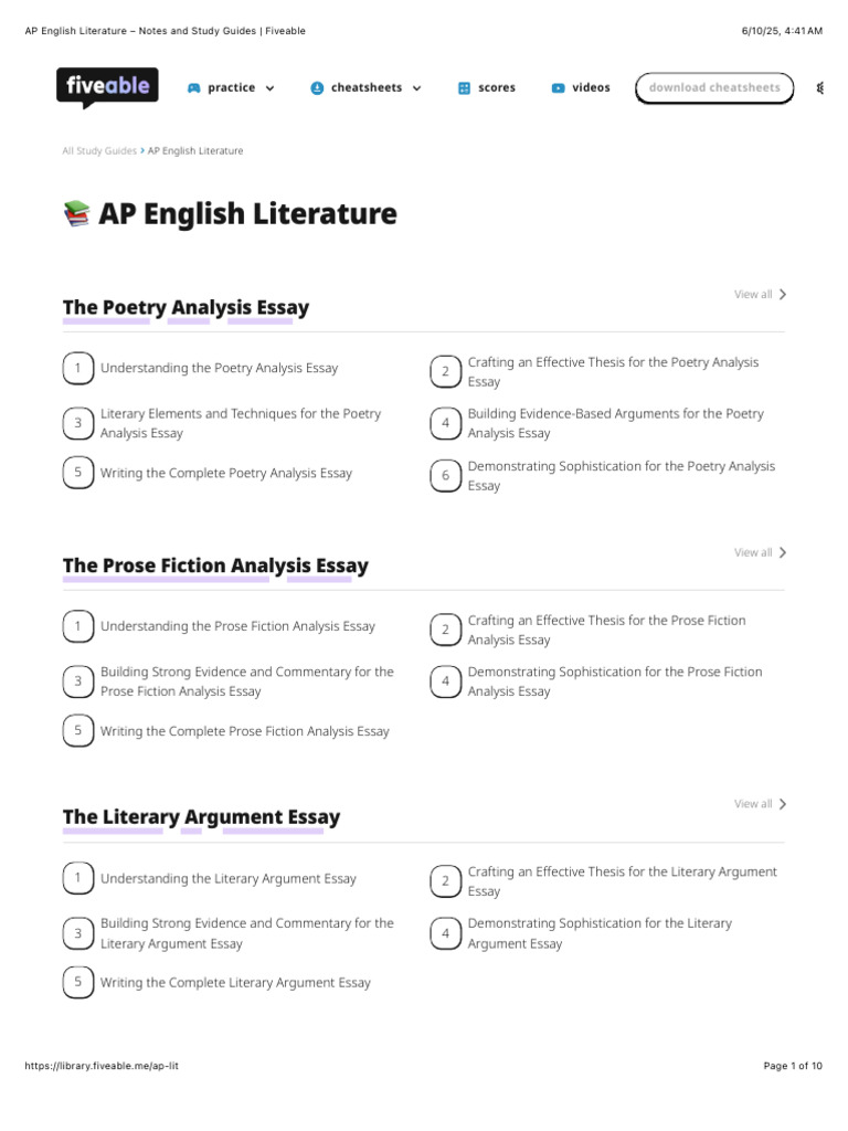 AP Lit Study Guides and Essay Tips | PDF | Essays | Advanced Placement