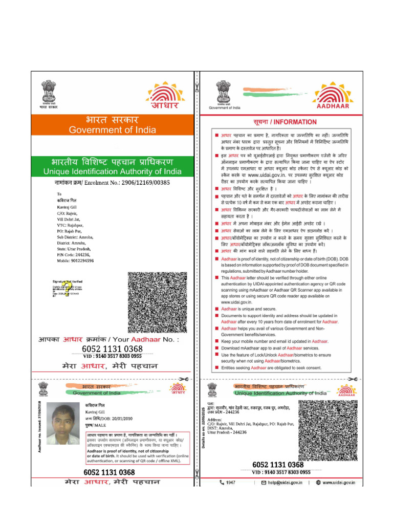 Aadhar PDF | PDF