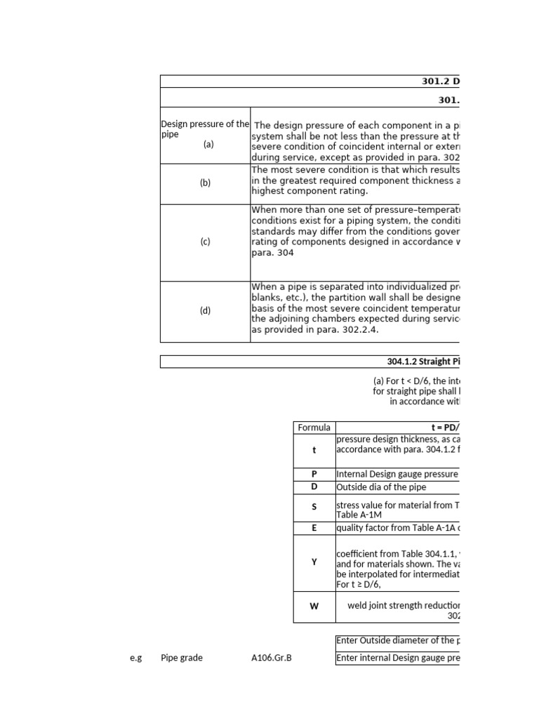 Design Pressure Calculation for Piping | PDF | Pipe (Fluid Conveyance ...