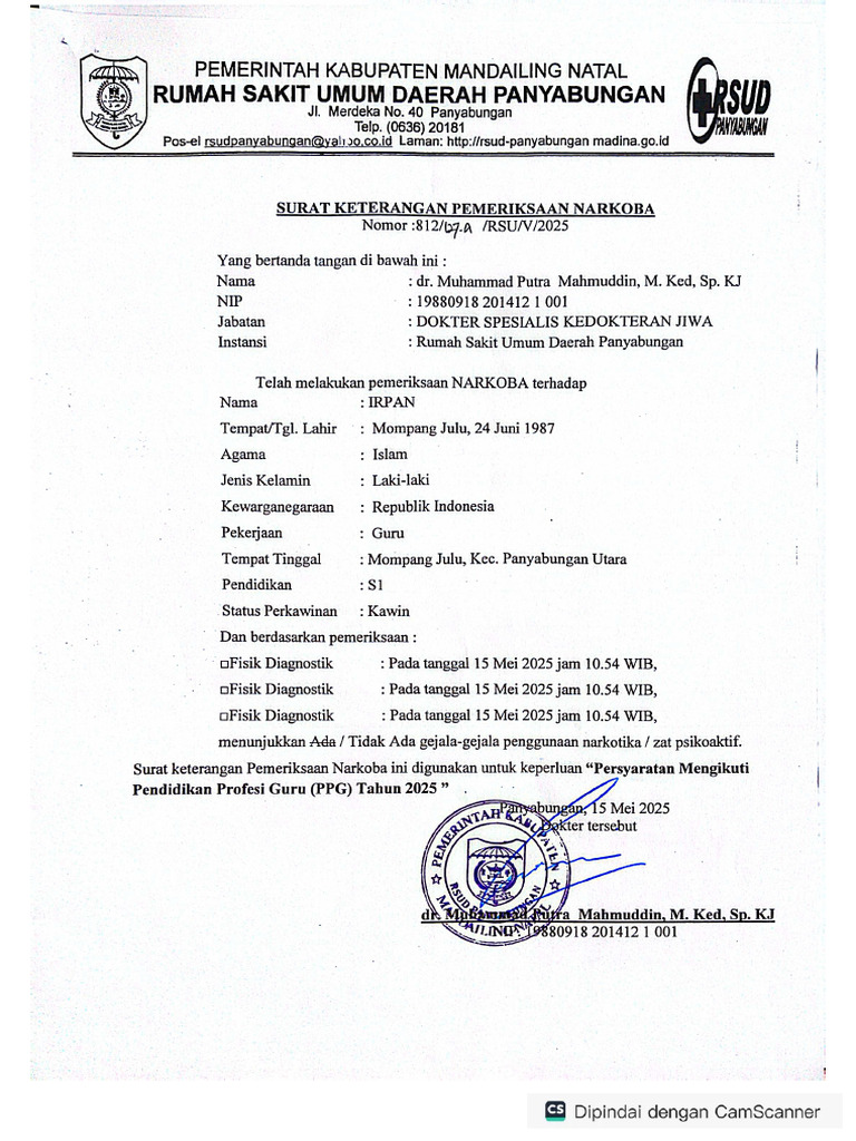 Surat Napza Irpan | PDF