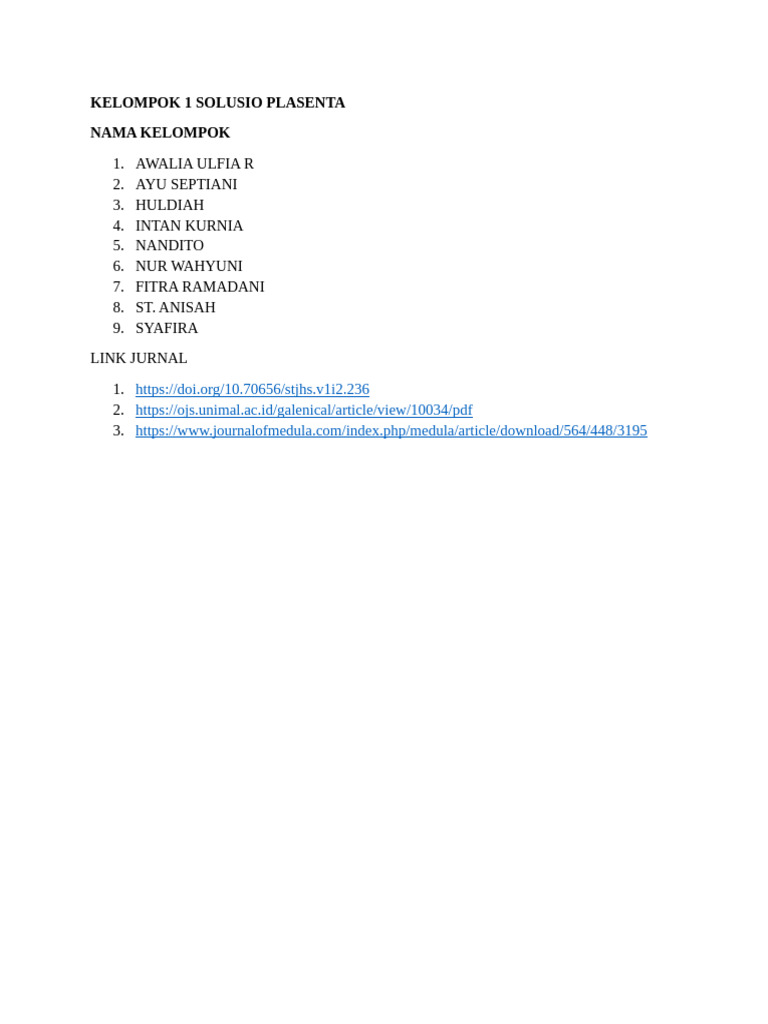 Kelompok 1 Solusio Plasenta 1 | PDF