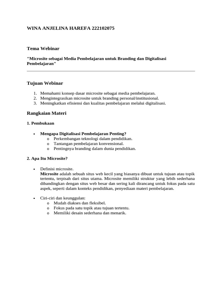 Materi Webinar WINA ANJELINA HAREFA | PDF