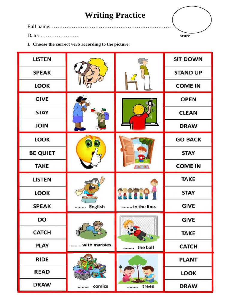 Action Verbs Practice | PDF
