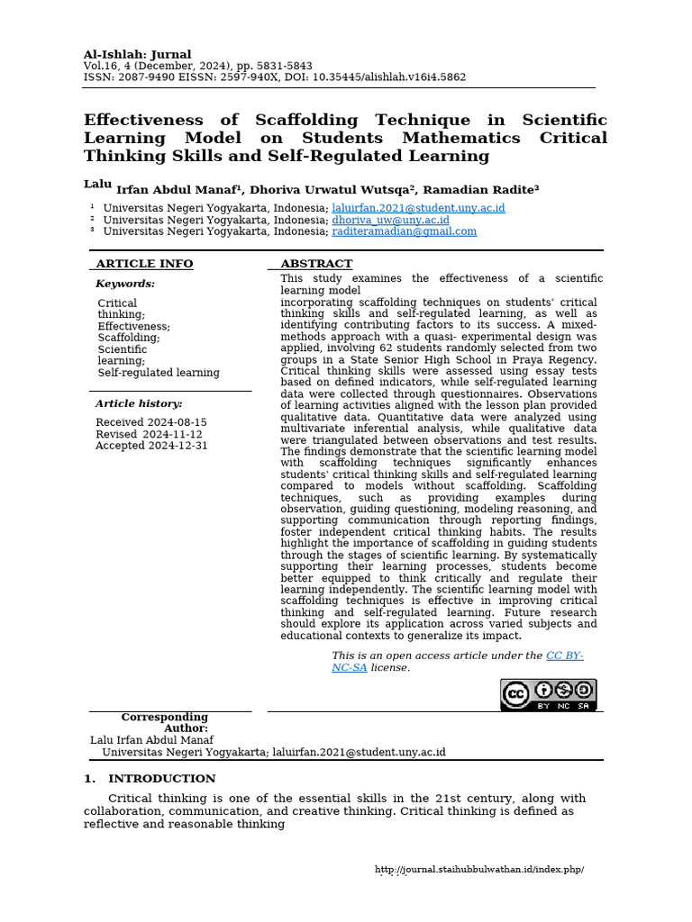 Scaf 5862-30709-1-PB | PDF | Critical Thinking | Learning