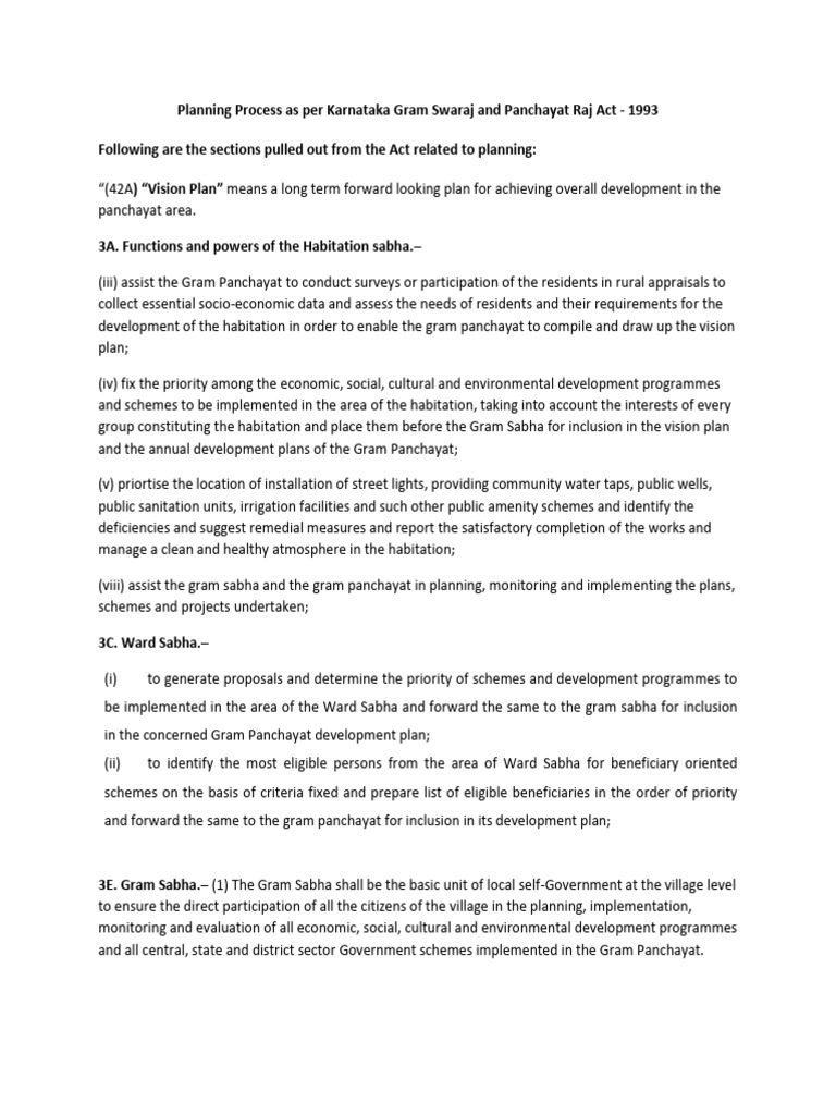 Karnataka Panchayat Planning Process | PDF | Government Of India ...