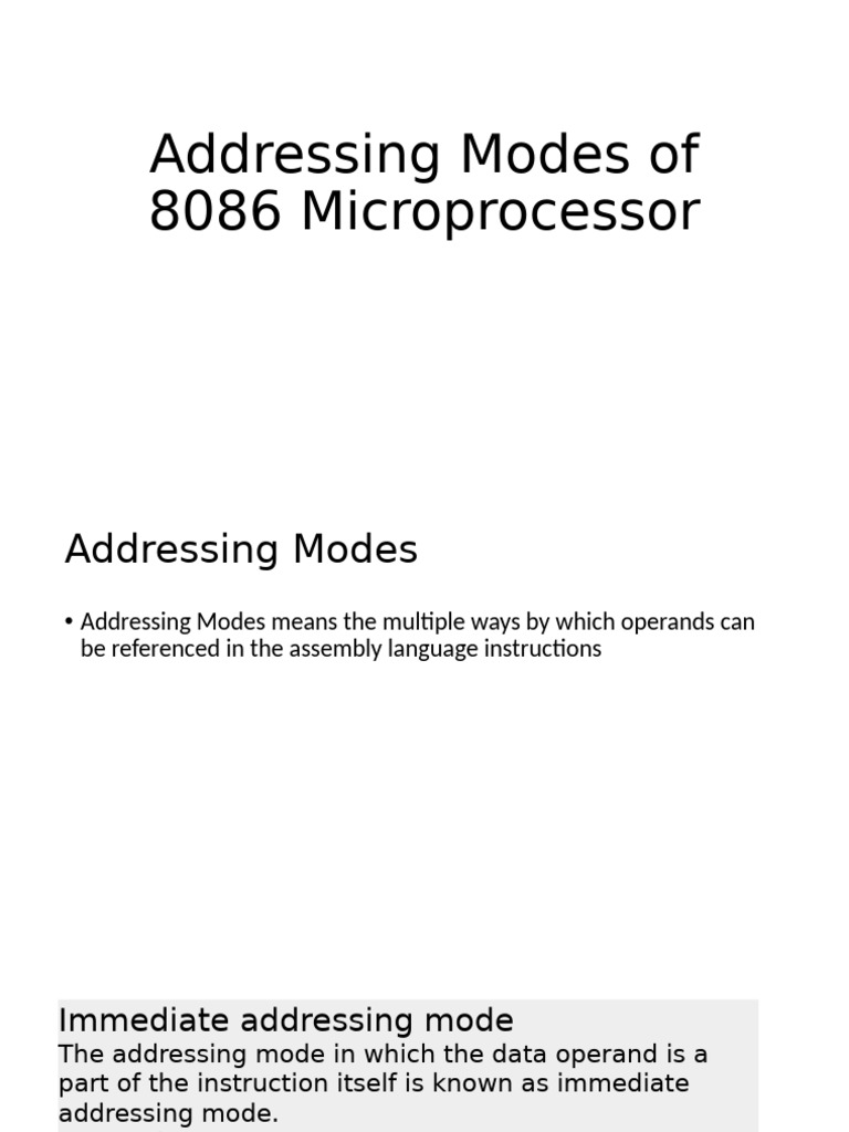 Addressing Modes of 8086 Microprocessor | PDF