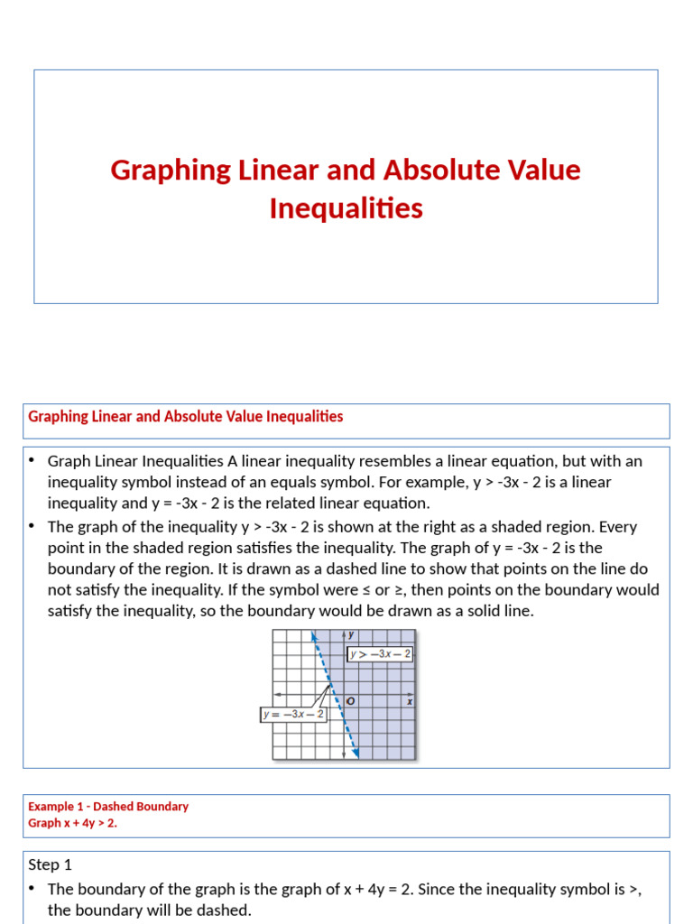 Graphing Linear & Absolute Value Inequalities | PDF | Inequality ...