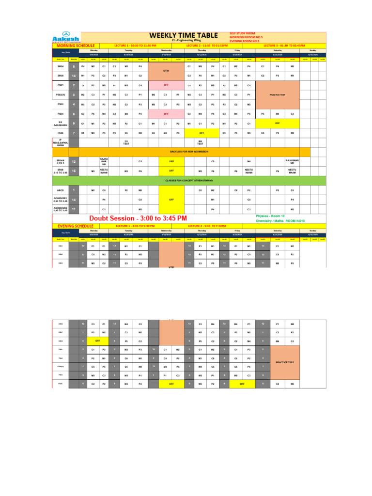Time Table Engineering - 08.06.2025 | PDF