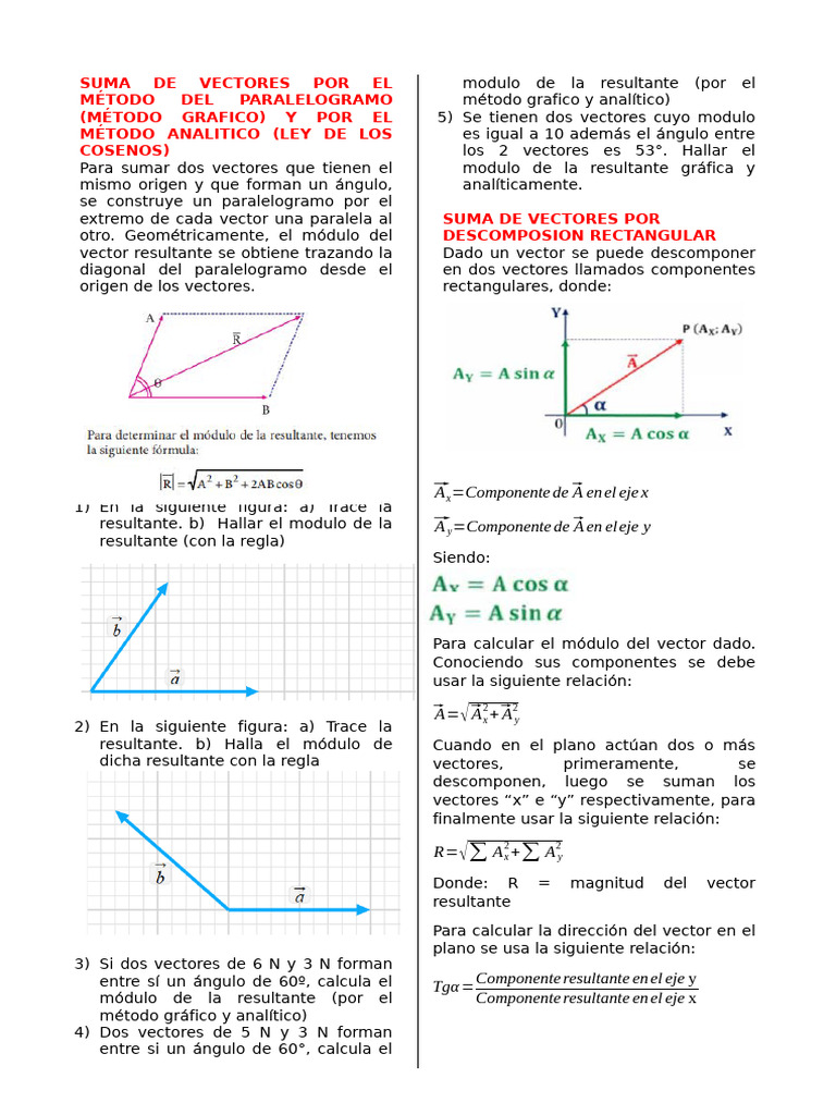 Vectores Por El Metodo Del Poligono y Vectores Por Descomposicion ...