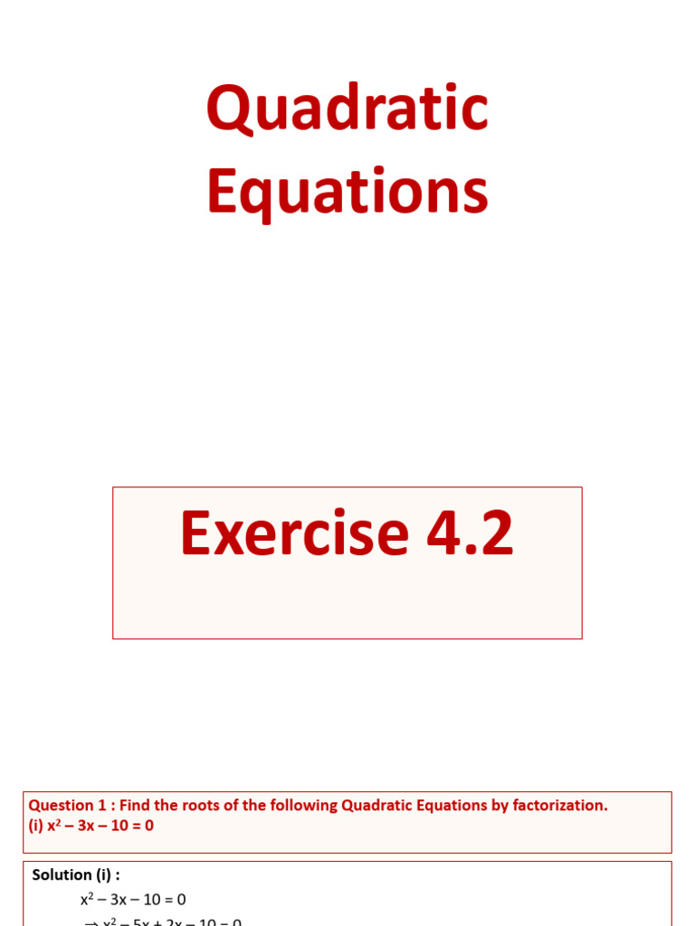 4 Quadratic Equation Exercises 4.2 | PDF | Discrete Mathematics | Number Theory