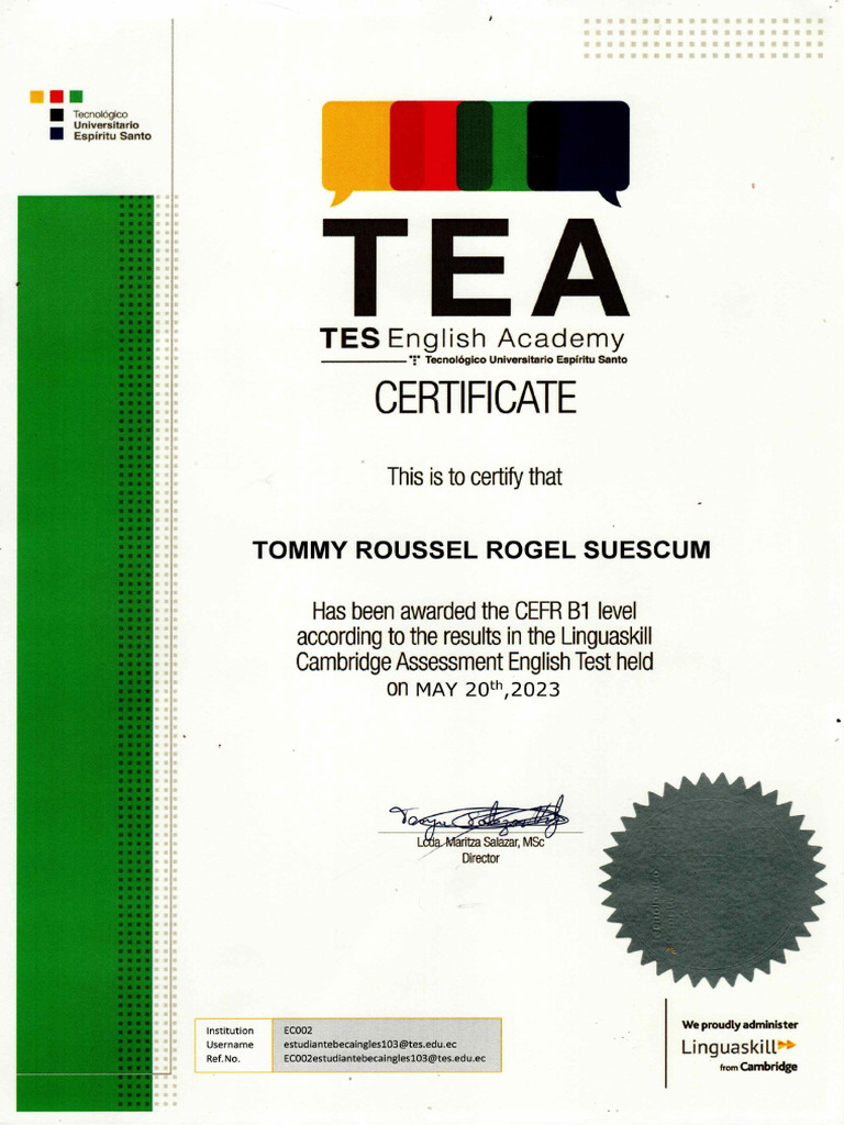 Certificado de Ingles | PDF