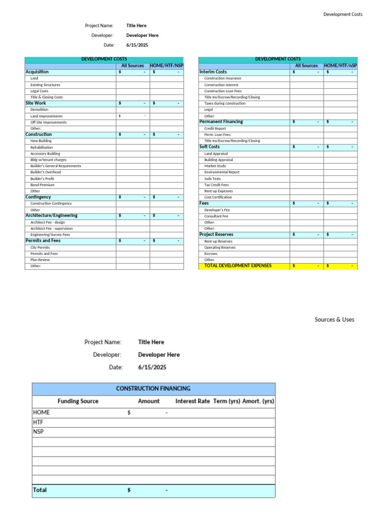 Admin Plan Exh Q Sample Budget Sources and Uses 3 | PDF | Fee