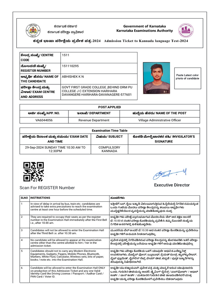 Scan For REGISTER Number: Executive Director | PDF